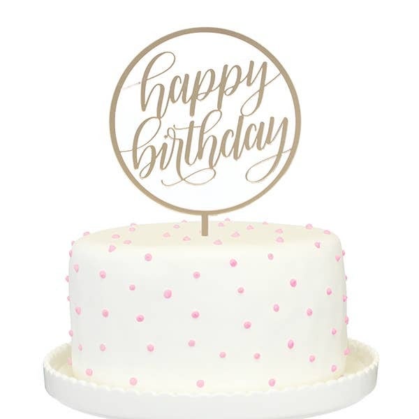 Alexis Mattox Design - Happy Birthday Cake Topper (Gold Mirror ...