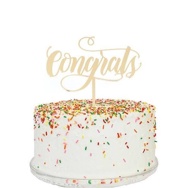 Alexis Mattox Design - Congrats Gold Mirror Cake Topper | Smallcakes ...